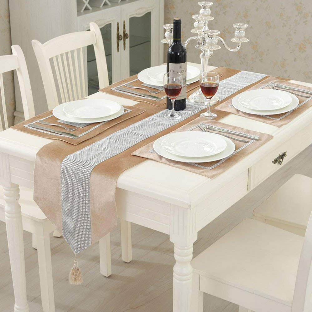 TtS 72" x 12" 1 PACK Luxury Diamante Velvet Table Runner & 4 PACK ...