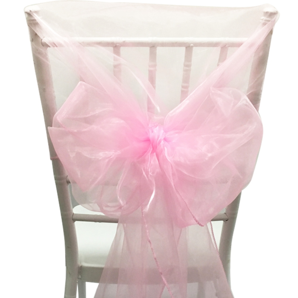1 10 50 100 ORGANZA CHAIR HOODS SASHES Organza Chair Cover Bow Hood ...