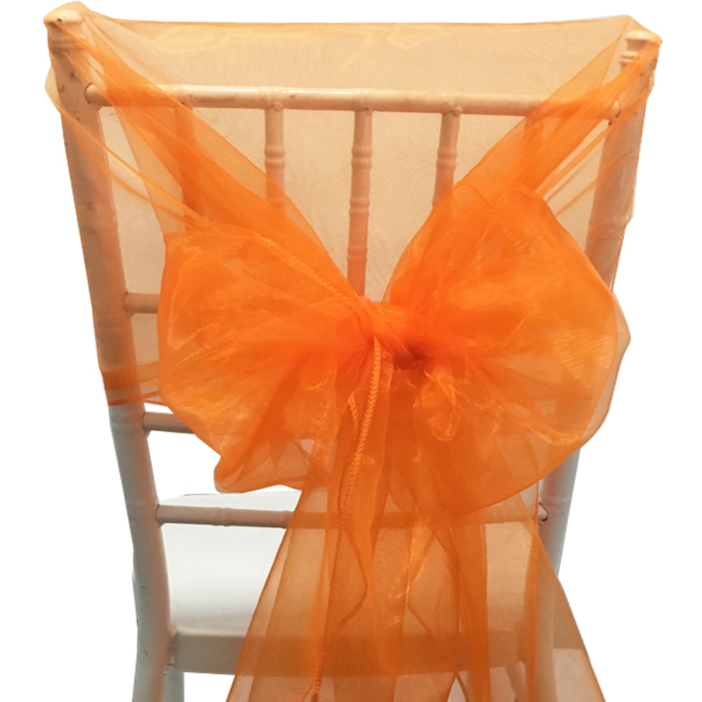 1 10 50 100 ORGANZA CHAIR HOODS SASHES Organza Chair Cover Bow Hood ...