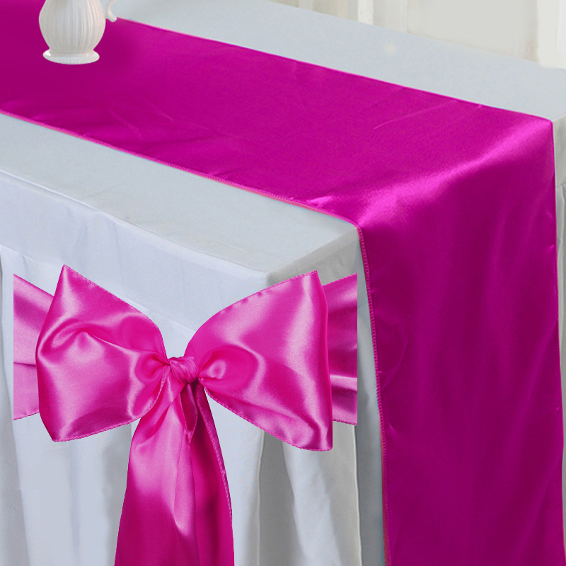 1 10 50 100 Satin Table Runner + Satin SASHES Chair Bow Sash Wedding ...